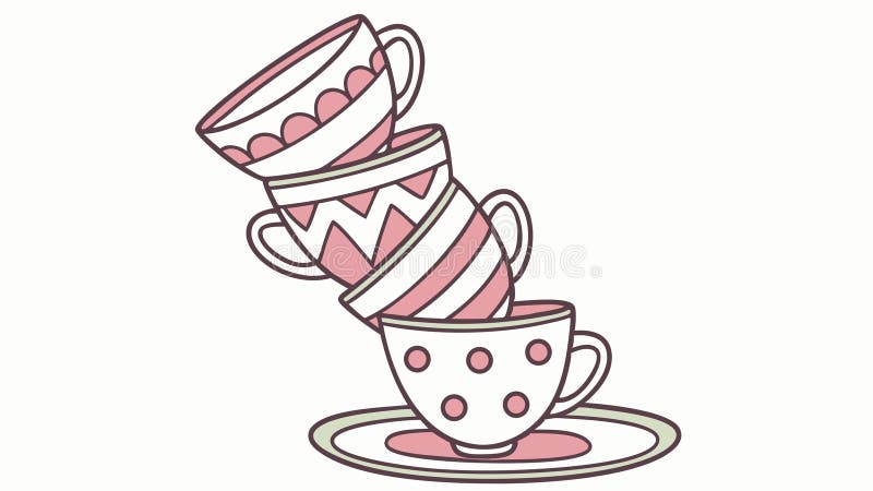 Stack of Tea Cups and Saucers Illustration, Perfect for Cafe Theme ...