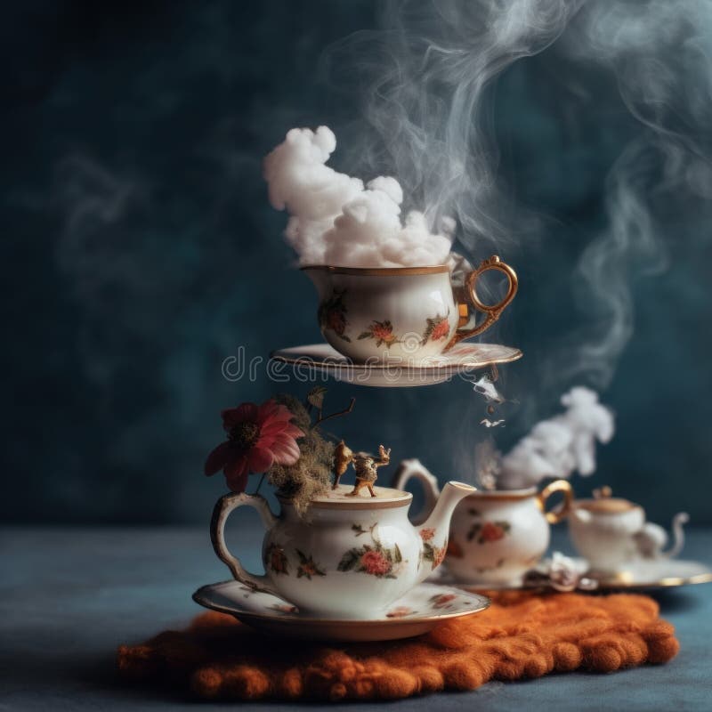 A Stack of Tea Cups with Steam Rising Out of Them. Generative AI Image ...