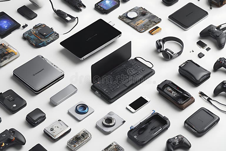 A stack of tech gadgets stock illustration. Illustration of screen ...