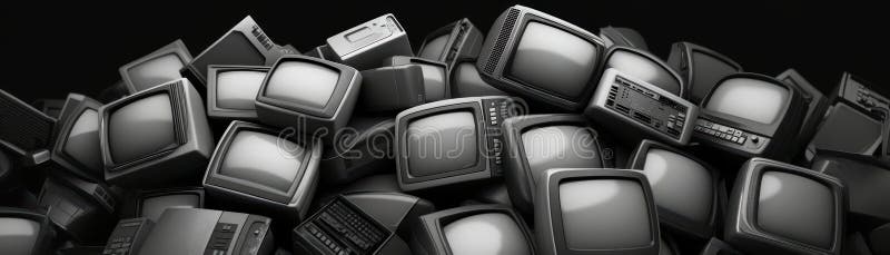 Stack of Television Screens on a Dark Backdrop, Visual Representation ...