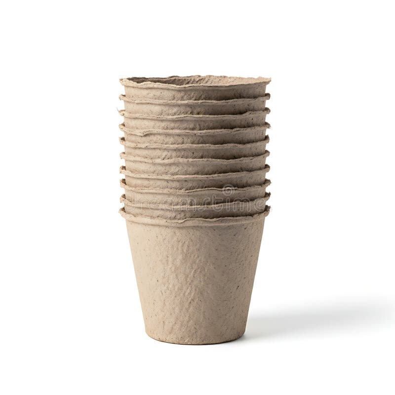 Stack of Ten Biodegradable Seedling Pots Made of Pressed Paper Pulp ...
