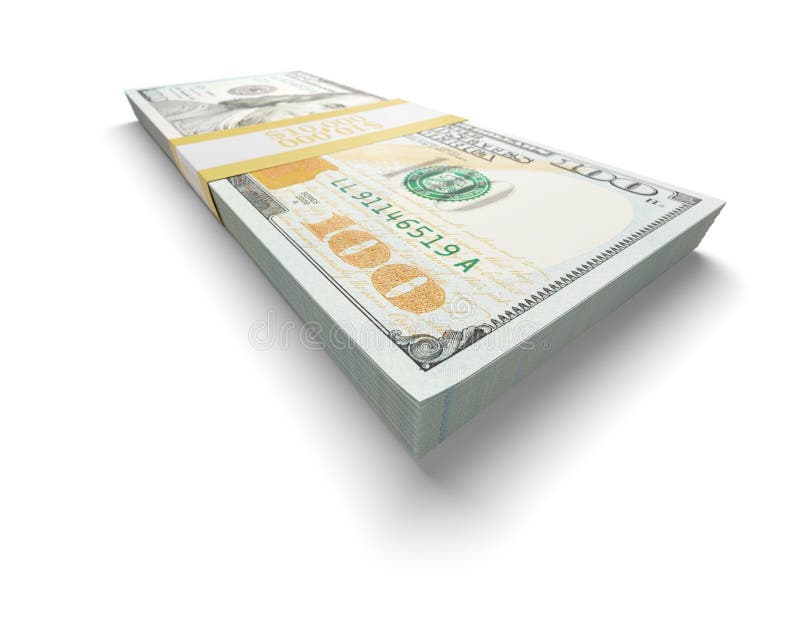 Stack of Ten Thousand Dollars of One Hundred Dollar Bills Isolated on a ...