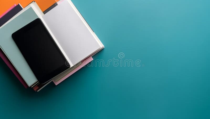 Stack of Textbooks on Blue Background, Perfect for Studying and ...