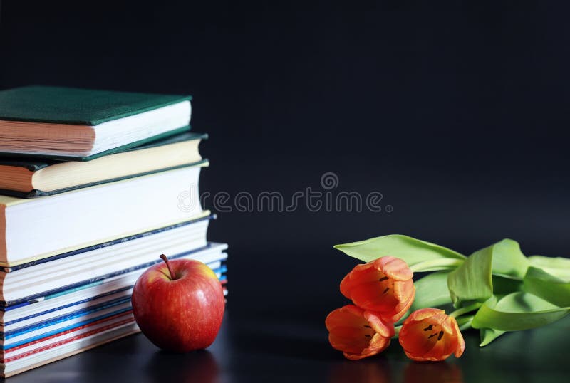 A Stack of Textbooks and Books on the Table. the Concept of Knowledge ...