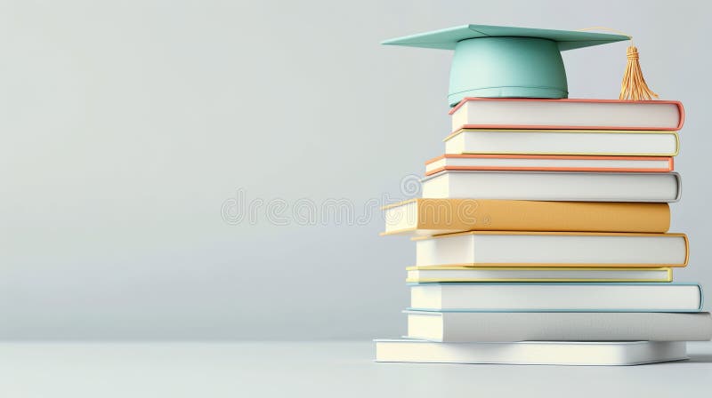 A Stack of Textbooks with a Graduation Cap, Back To School Education ...