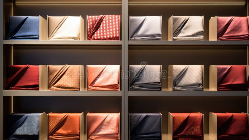 Stack of Textiles at a Fabric Shop. Generative AI Stock Illustration ...