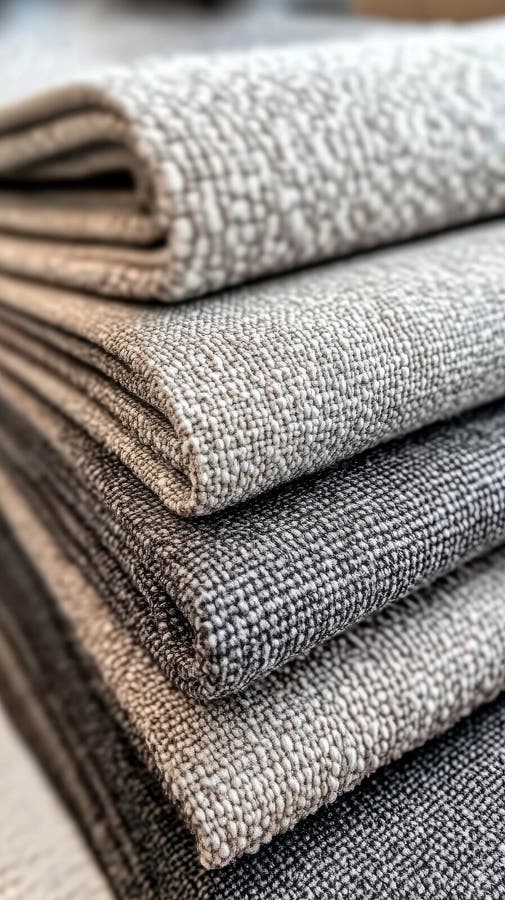 Stack of Textured Woven Fabric in Neutral Tones Stock Image - Image of ...