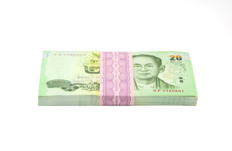Stack of Thai Money on White Background Stock Photo - Image of concept ...