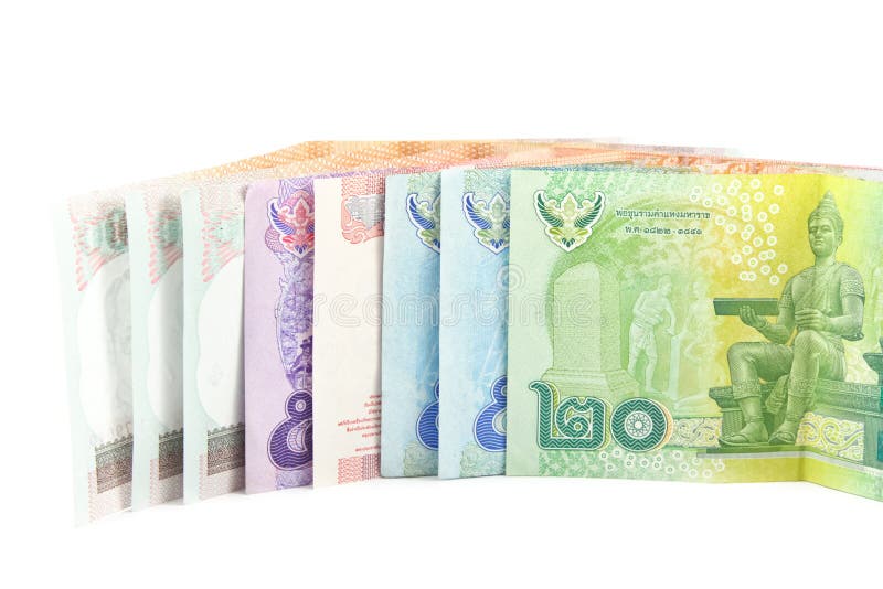 Stack of Thai Money on White Background Stock Image - Image of asian ...