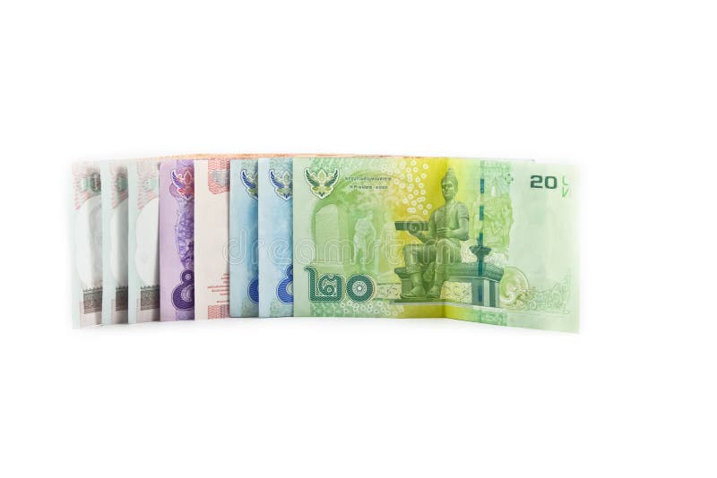 Stack of Thai Money on White Background Stock Photo - Image of concept ...