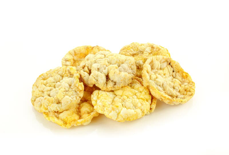 Stack of Thin Corn Rice Cracker Chips Isolated on White Background ...