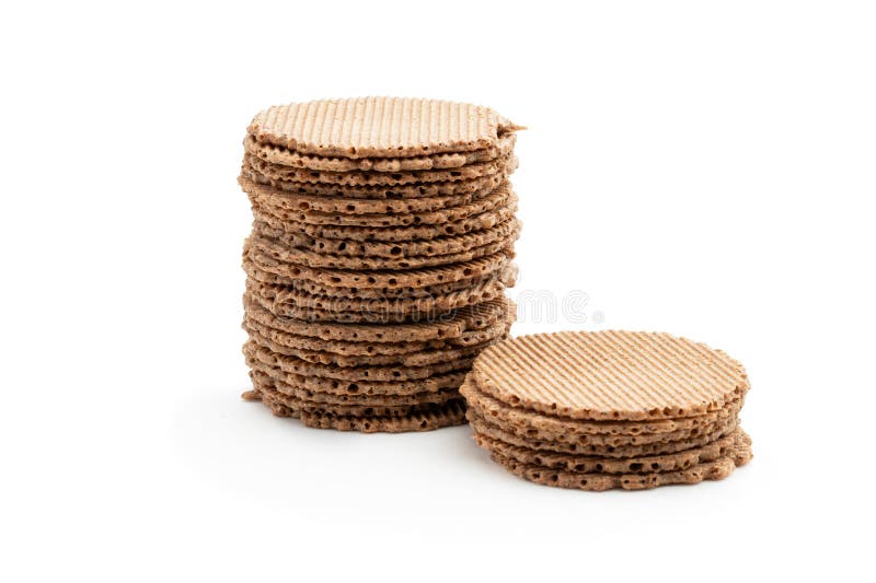Stack of Thin Round Rye Crispbreads Isolated on White Stock Image ...