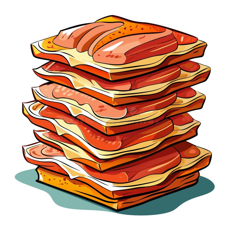A Stack of Thin Slices of Meat Stock Vector - Illustration of piglet ...