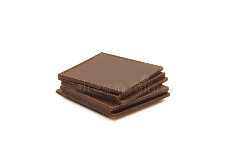 Stack of Thin Square Pieces of Chocolate Isolated on White Background ...