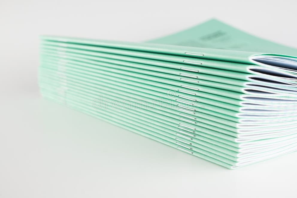 Stack of Thin Student Notebooks Stock Image - Image of heap, blue ...