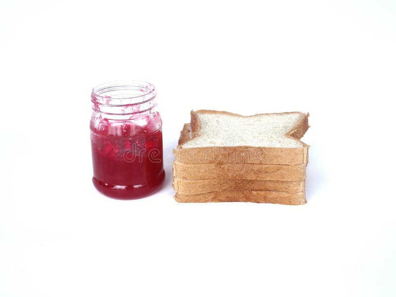 Close Up of Stack of Thin Sliced ??bread and Strawberry Jam in a ...