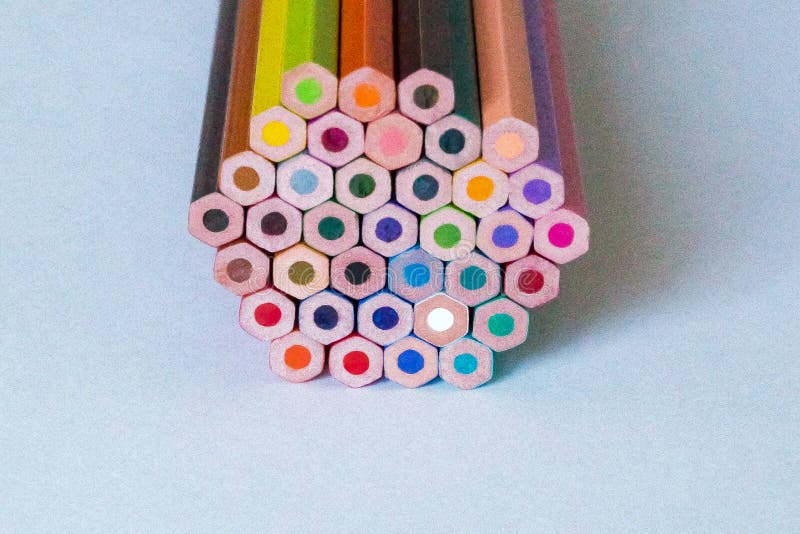 Stack of Thirty-six Colours Hexagonal Shape Colouring Pencils with ...