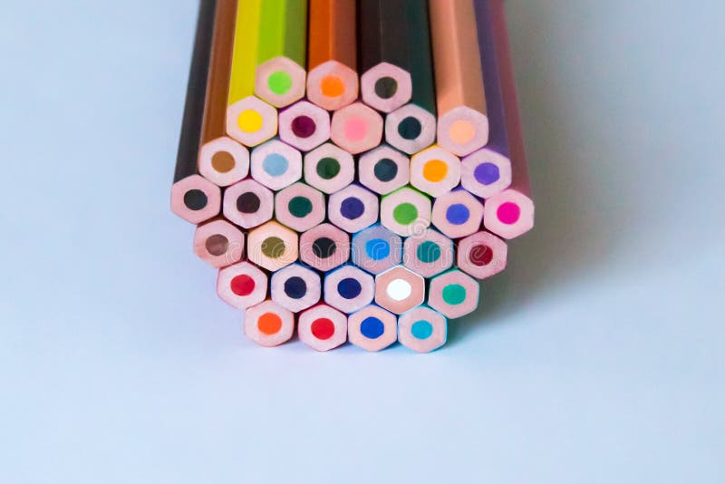 Stack of Thirty-six Colours Hexagonal Shape Colouring Pencils Wit ...