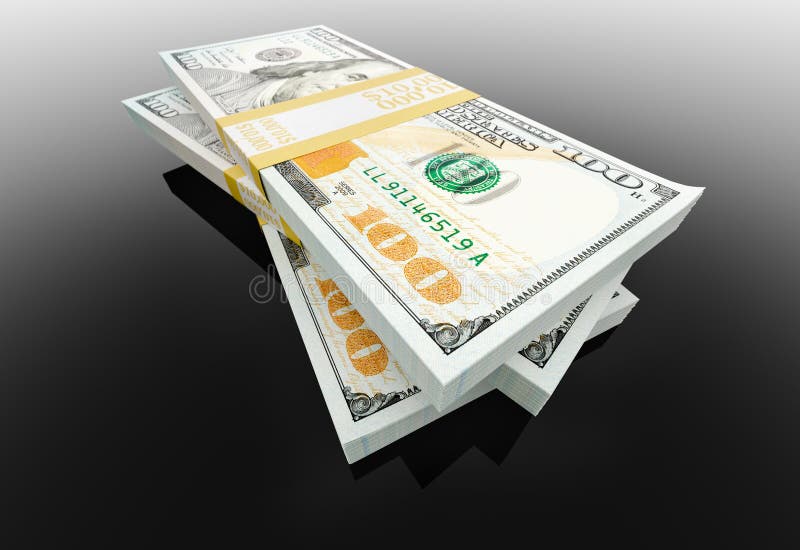 Piles of Thirty Thousand Dollars of One Hundred Dollar Bills on Black ...