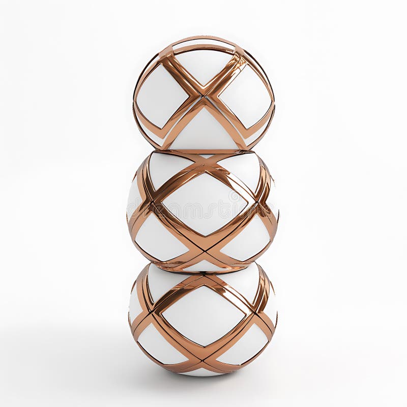 Stack of Three Abstract White and Copper Spheres Modern Design Element ...