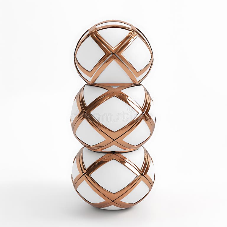Stack of Three Abstract White and Copper Spheres Modern Design Element Stock Illustration ...
