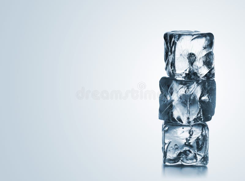 Stack of Three Blue Ice Cubes with Copyspace Stock Image - Image of ...