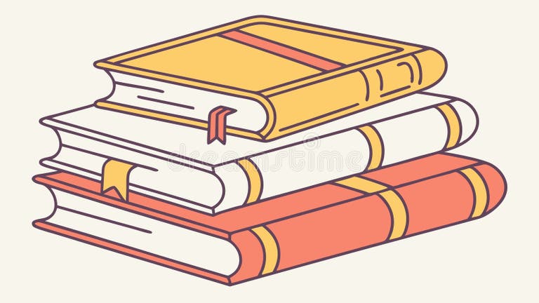 Stack of Three Books with Bookmarks, Reading and Study, Vector Design ...
