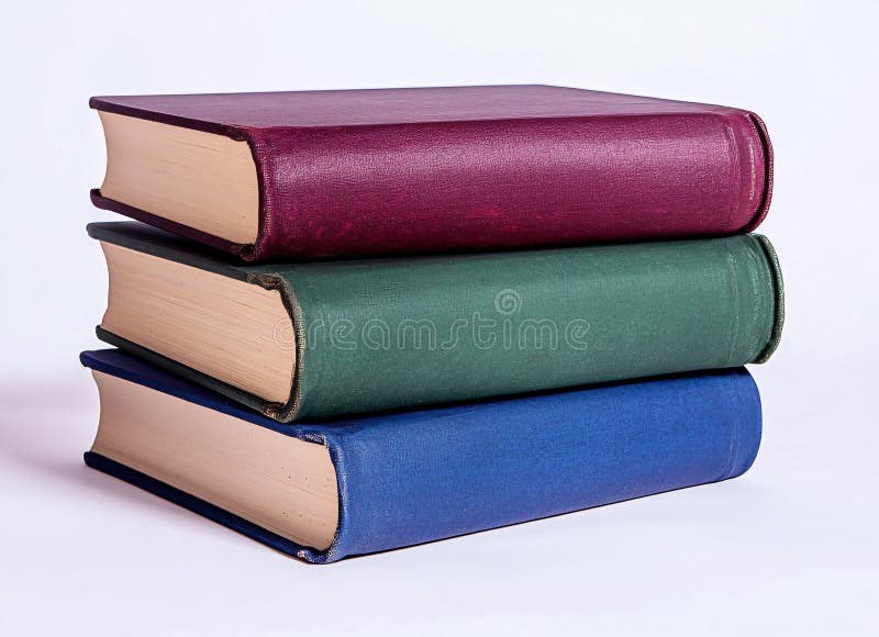Stack of Three Books in Burgundy, Blue and Green Stock Illustration ...