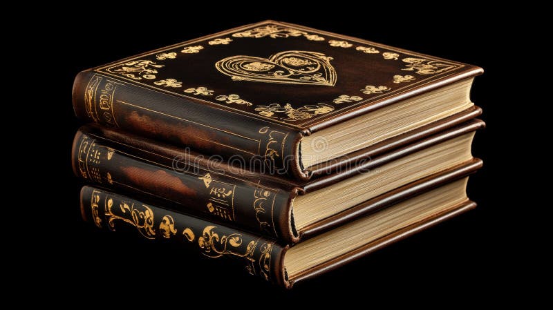 A Stack of Three Books with a Heart on Top Stock Illustration ...