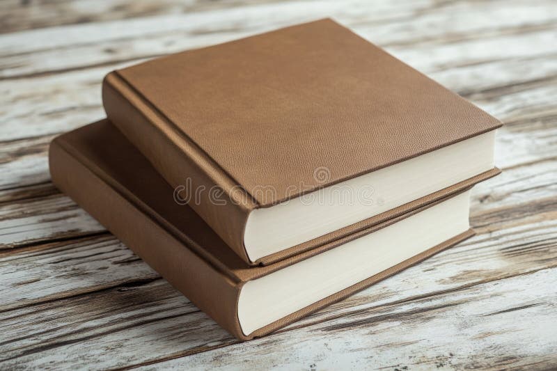 A Stack of Three Books Resting on the Surface of a Wooden Table ...
