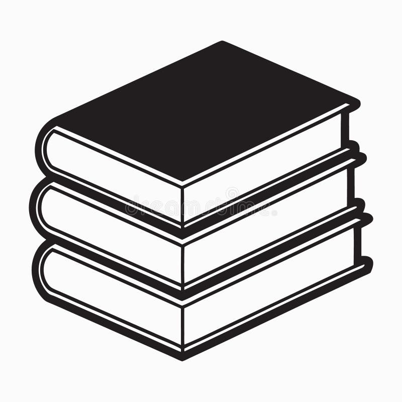 Stack of Three Books Vector Illustration in Black and White. Stock ...