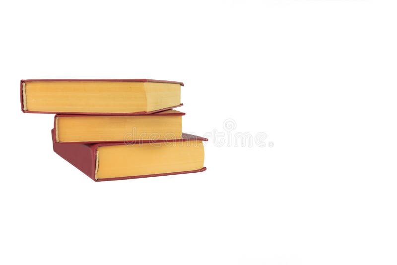 Stack of Three Books on a White Background. Stock Image - Image of ...