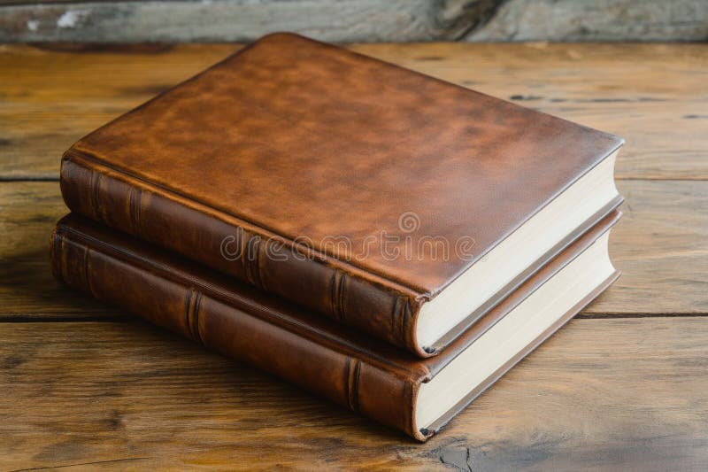 Stack of Three Books on a Wooden Table, Ready for Reading or Display ...