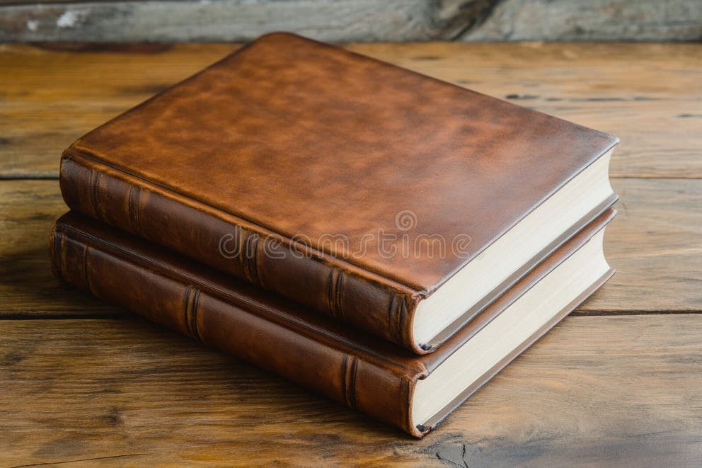 Stack of Three Books on a Wooden Table, Ready for Reading or Display ...