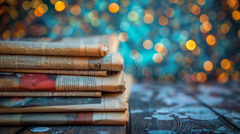 Stack of Three Books on Wooden Table Stock Image - Image of publication ...