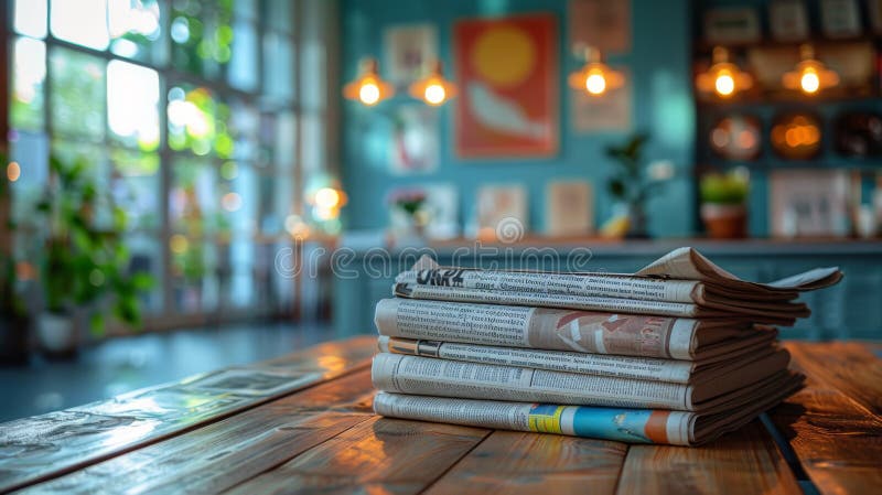 Stack of Three Books on Wooden Table Stock Image - Image of pages ...