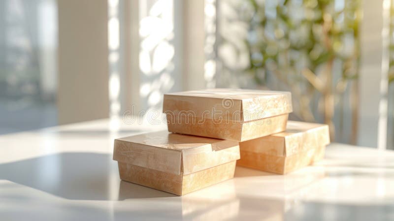 A Stack of Three Boxes on a Table, Suitable for Various Concepts and ...
