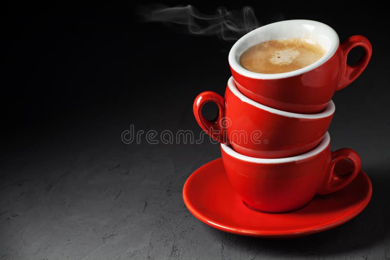 Stack of three coffee cups stock photo. Image of copy - 87744678