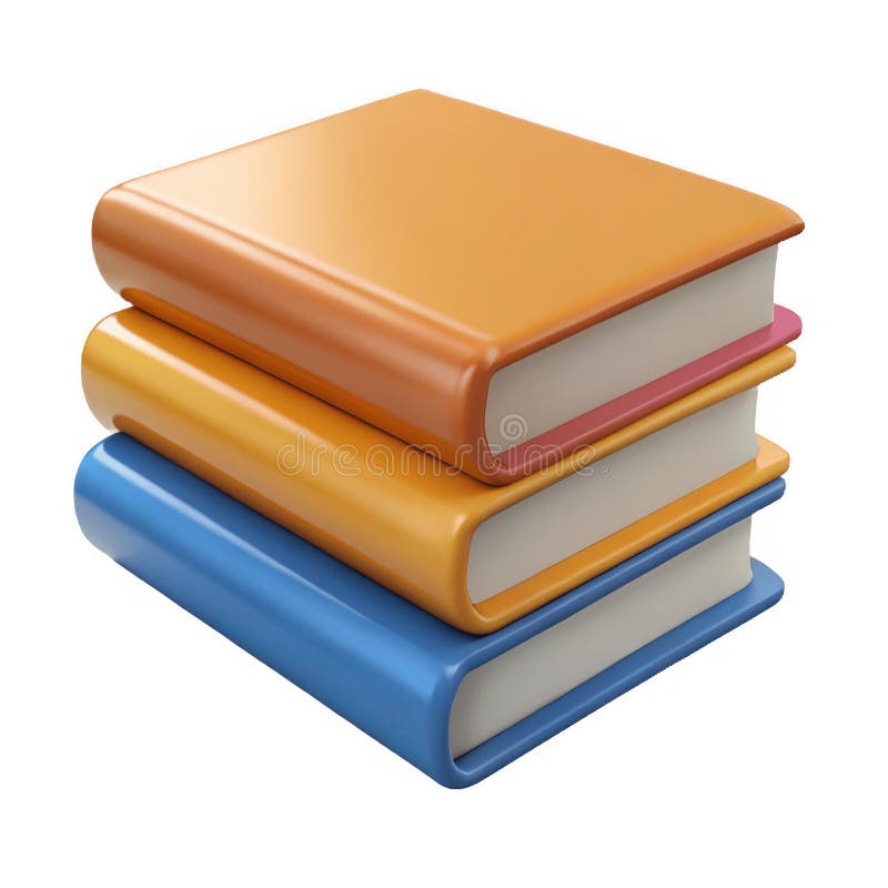 Stack of Three Colorful Books 3D Rendering on White Background for ...