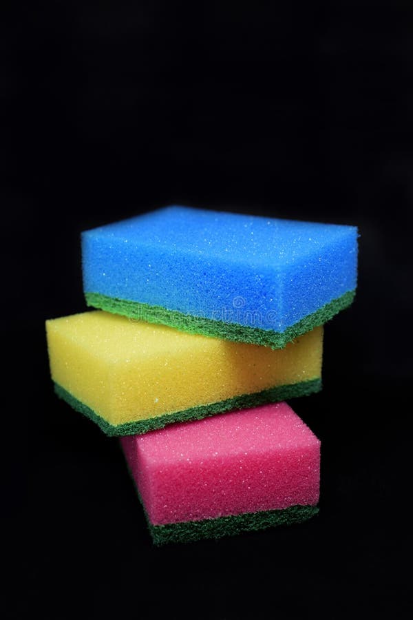 Three colorful sponges stock photo. Image of detail - 114500536
