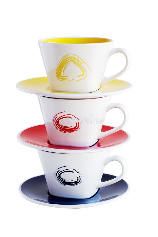 Stack of three coffee cups stock image. Image of clean - 12733077
