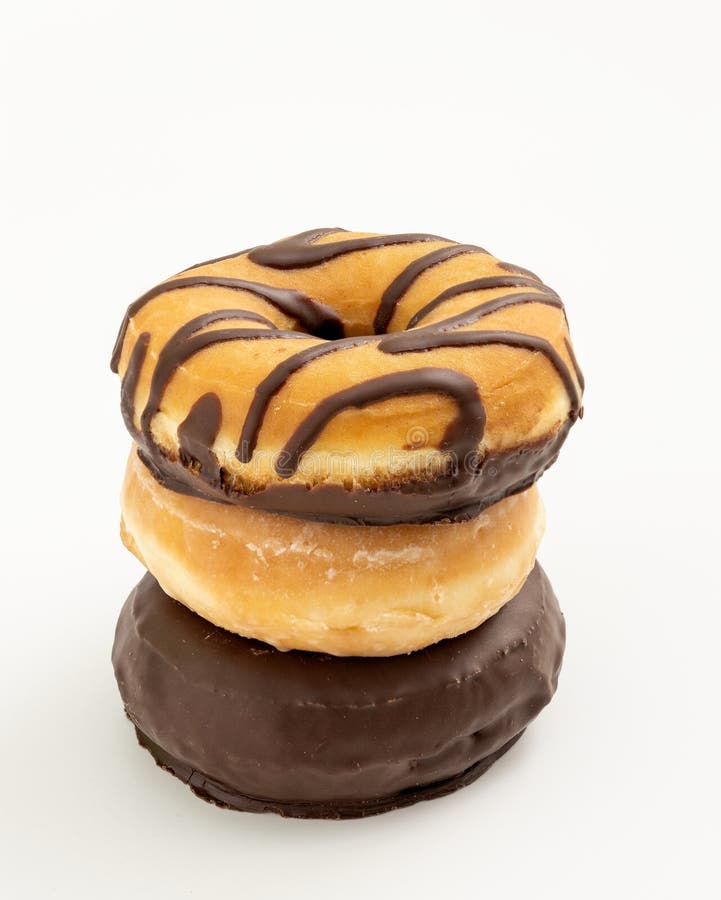 Stack of Three Donuts, with and without Chocolate Coating Stock Image ...