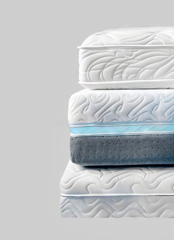 A Stack of Three Different Mattresses Stock Photo - Image of generated ...