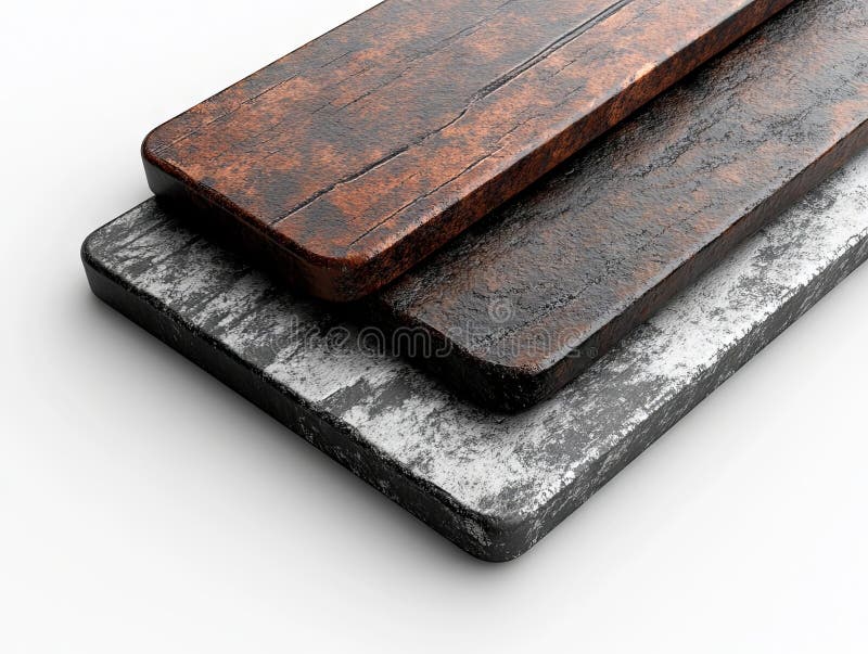 A Stack of Three Different Types of Wood on a White Surface Stock Photo ...