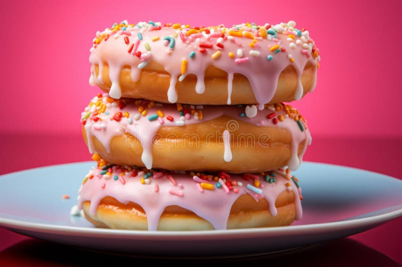 A Stack of Three Donuts with Frosting and Sprinkles Stock Illustration ...