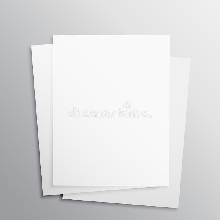 Stack of Three Empty Papers Mockup Template Stock Vector - Illustration ...