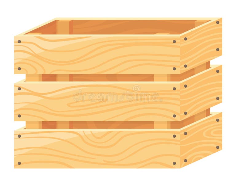 Stack of Three Empty Wooden Crates, Rendered in a Flat Design Style ...