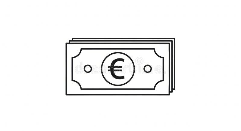 Stack of Euro Banknotes Icon, Simple Black Outline on White Background ...