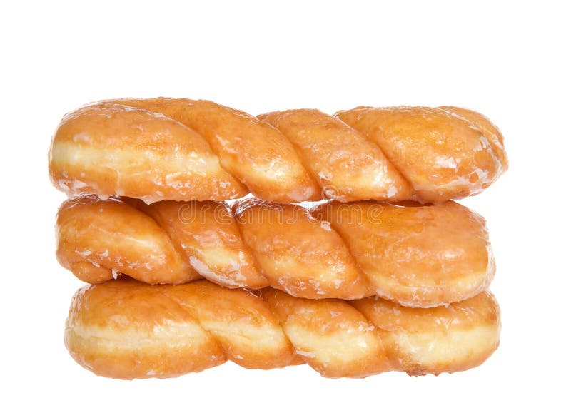 Stack of Three Glazed Twist Donuts Isolated Stock Image - Image of ...
