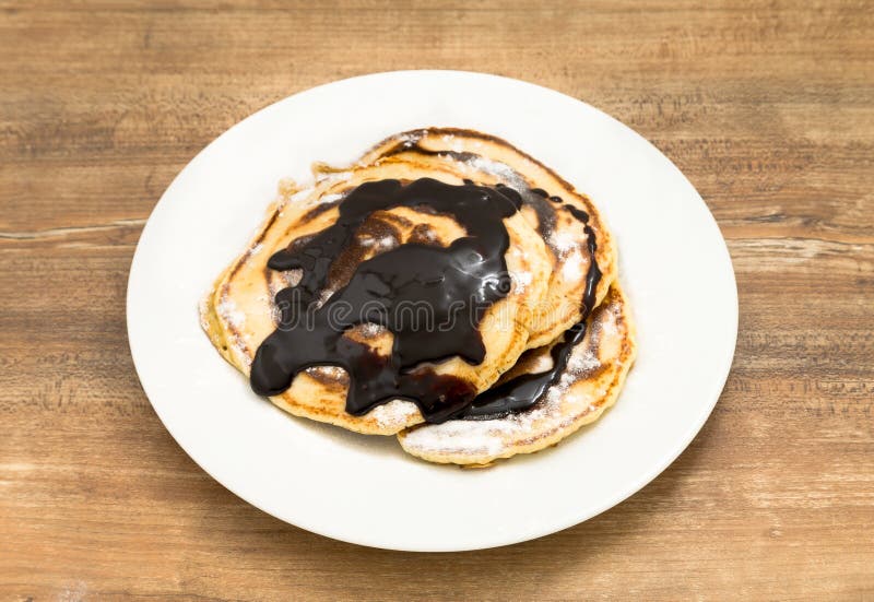 Stack of Three Golden Pancakes Stock Photo - Image of fluffy, chocolate ...